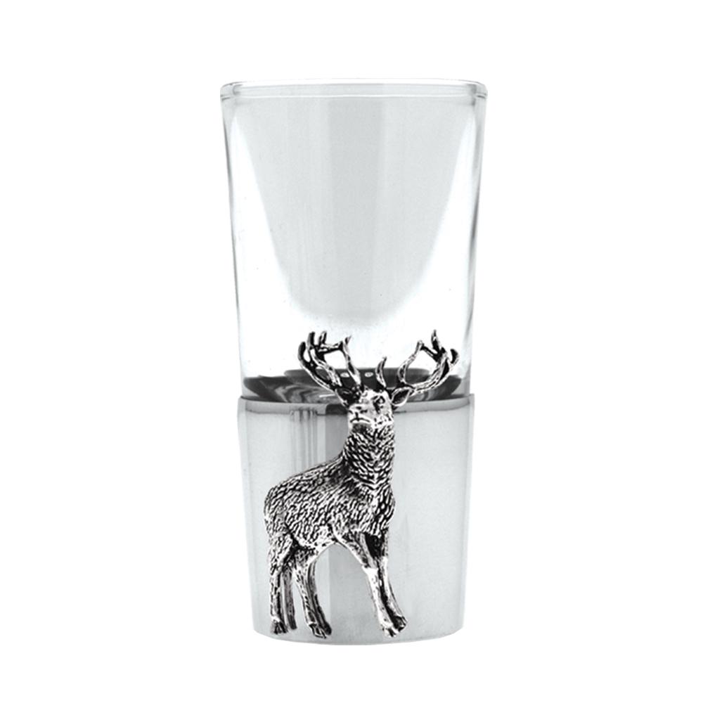 Pewter Shot Glass With Stag Badge - Aus-EnglishPewter